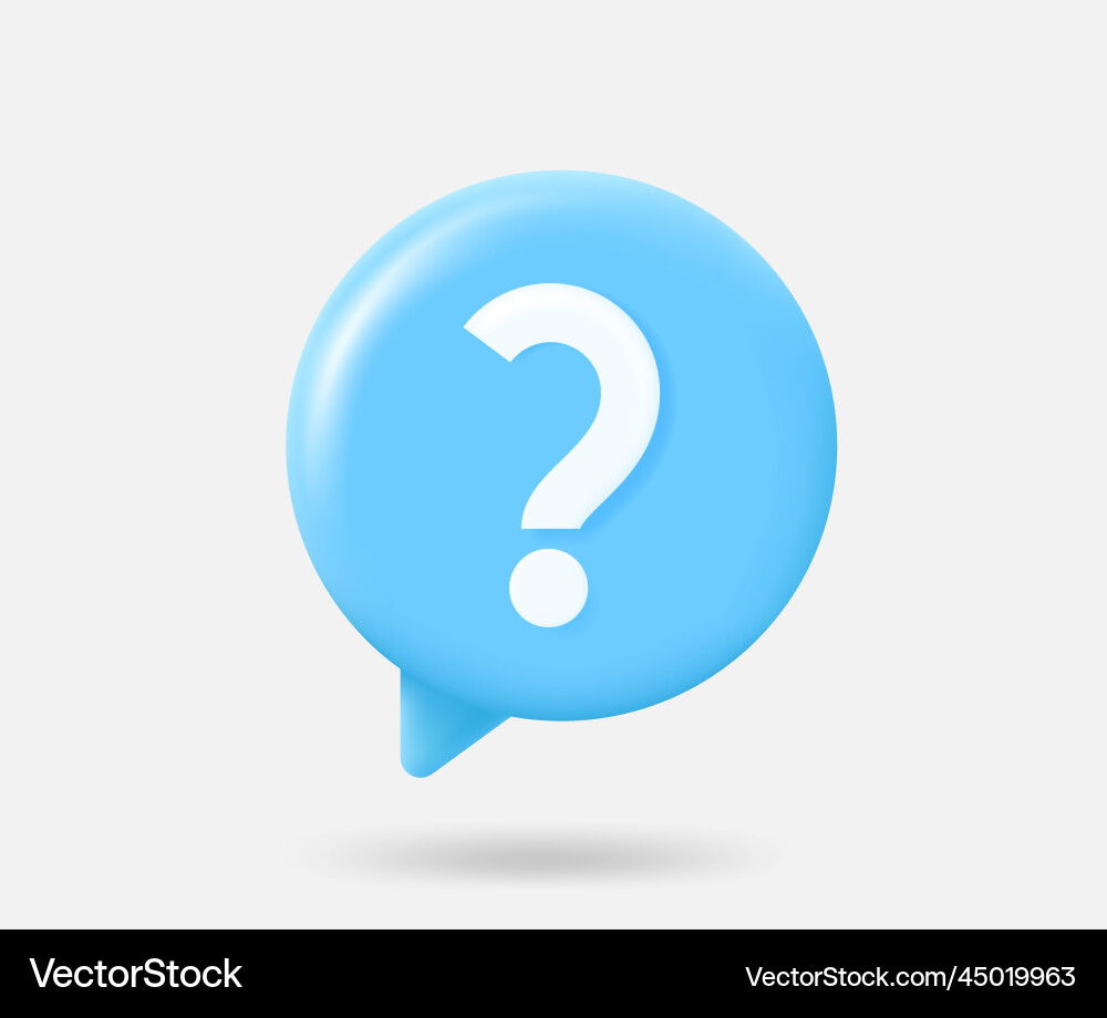 Blue speech cloud with question sign 3d isolated Vector Image