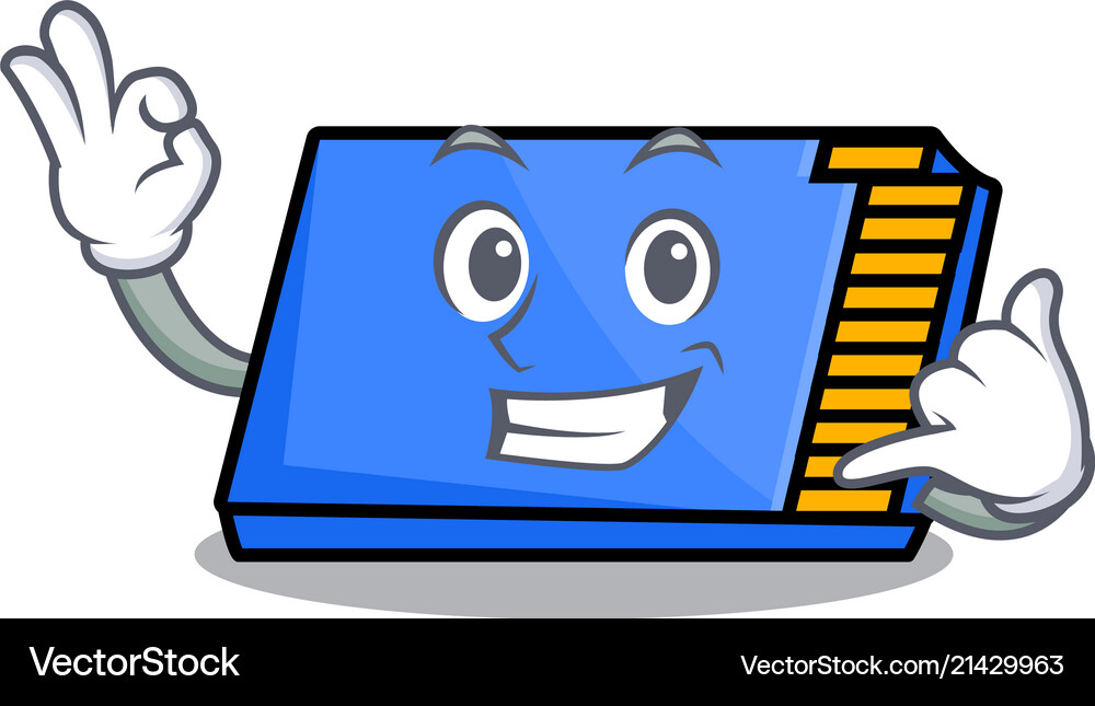 Call me memory card mascot cartoon Royalty Free Vector Image