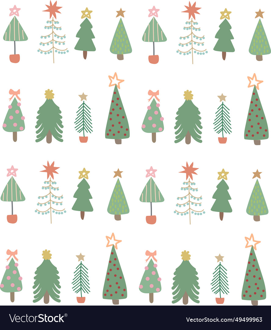 Different christmas trees pattern Royalty Free Vector Image