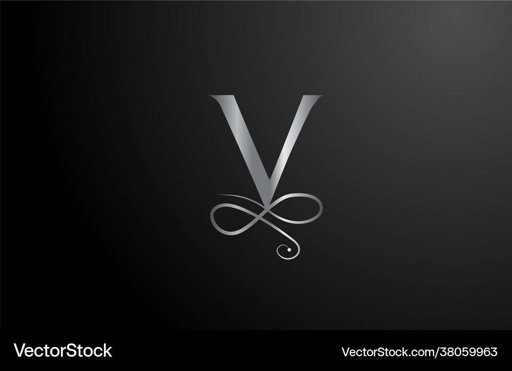 Grey v elegant monogram alphabet letter icon logo Vector Image
