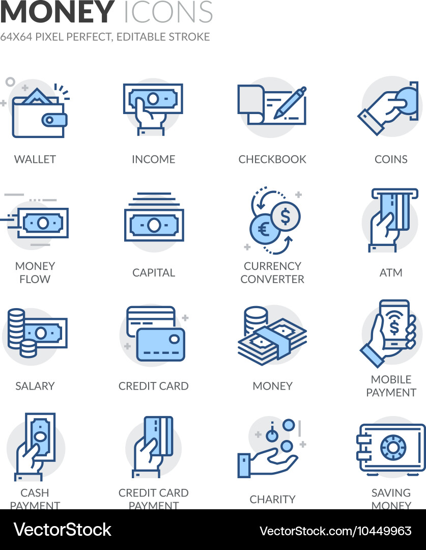 Line money icons Royalty Free Vector Image - VectorStock