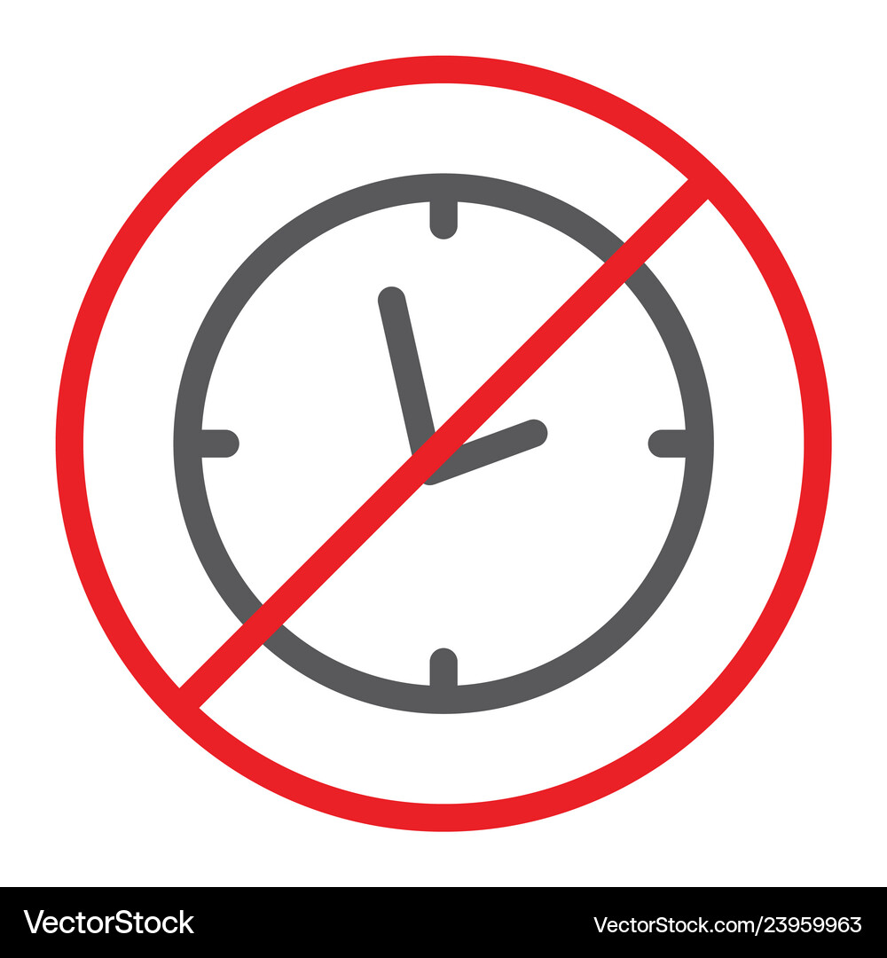No clock line icon prohibited and ban no time Vector Image