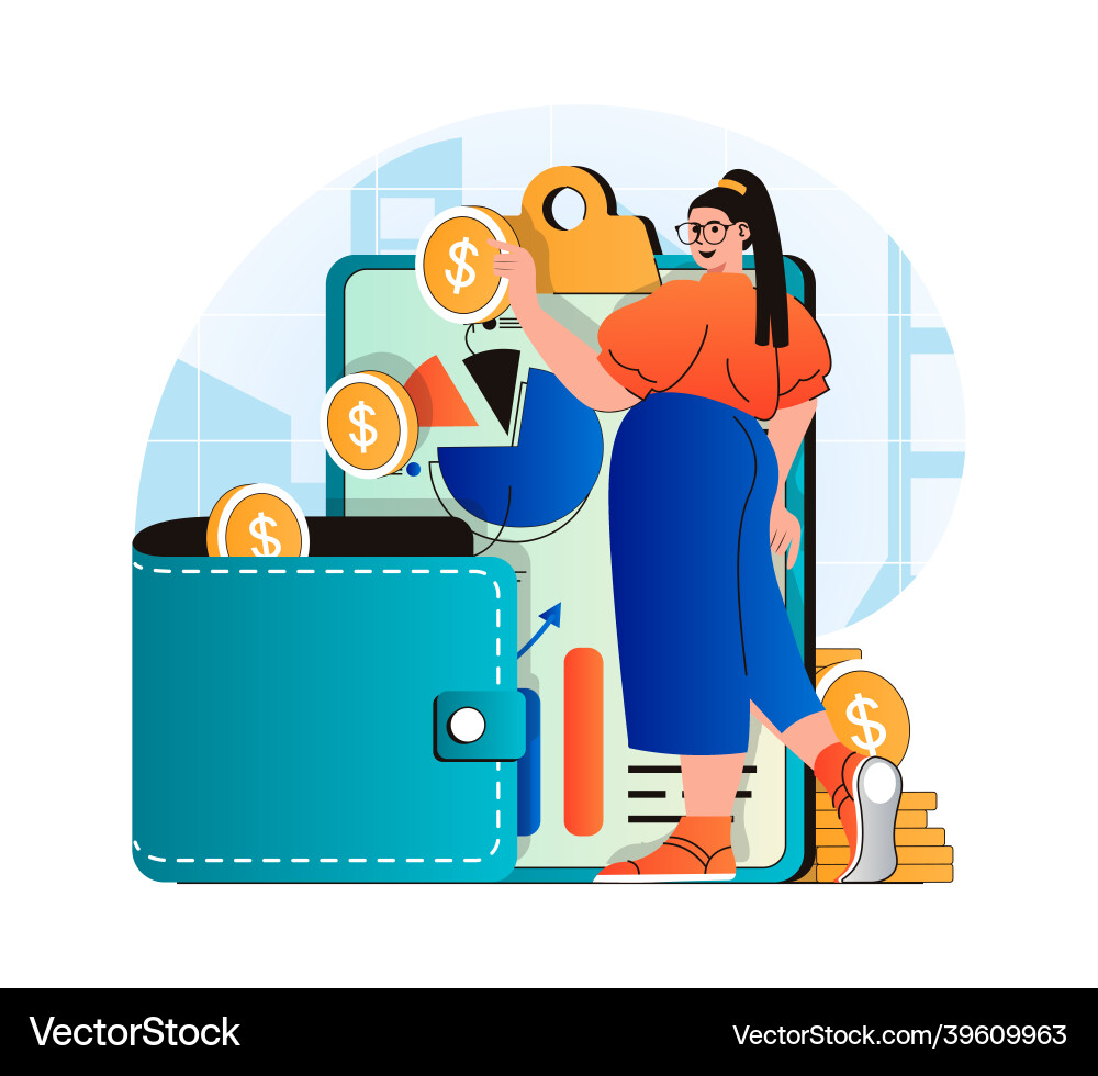 Planning financial budget concept in modern flat Vector Image
