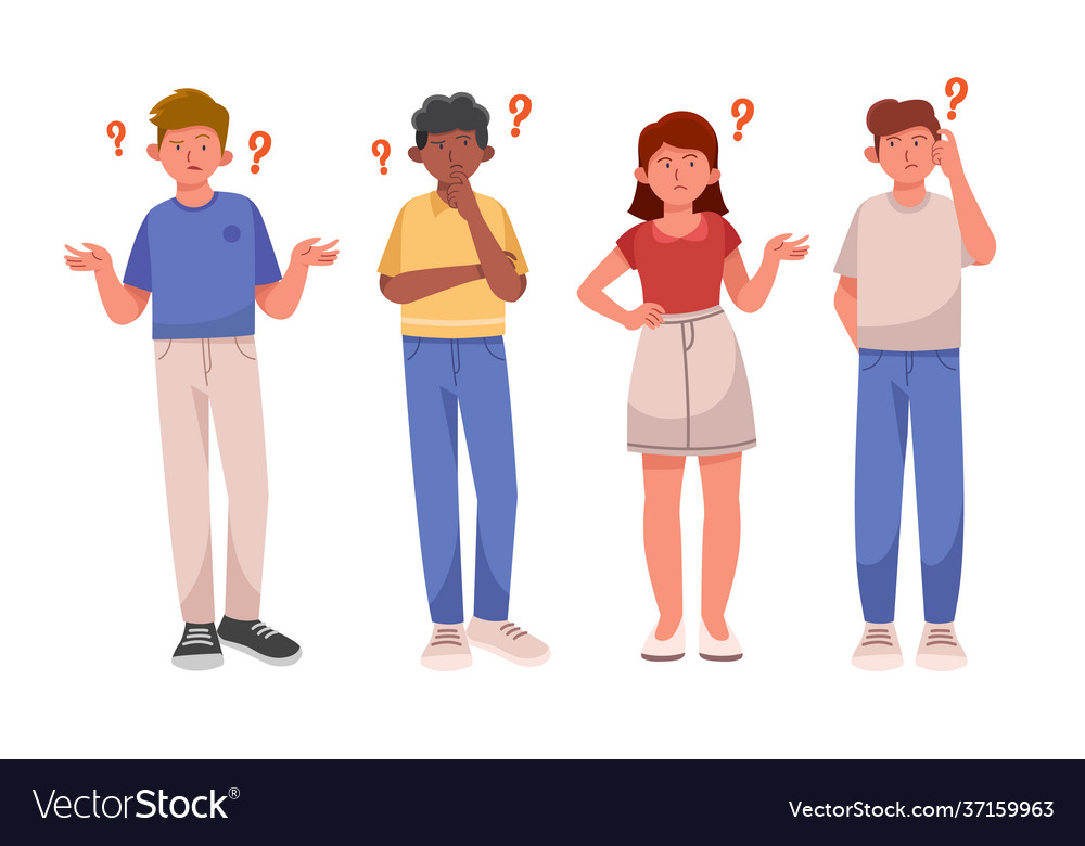 Set flat people asking questions Royalty Free Vector Image Set flat people asking questions Royalty Free Vector Image