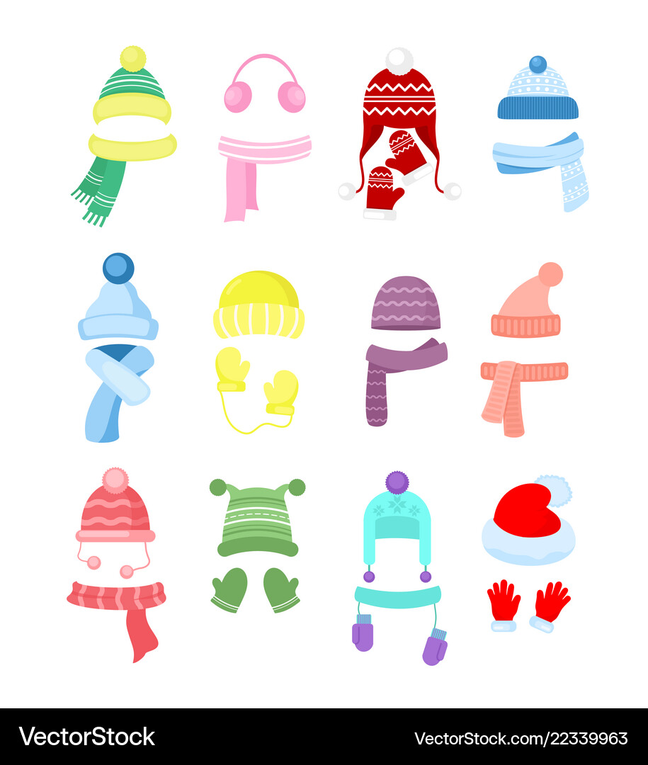 Set of colorful winter Royalty Free Vector Image
