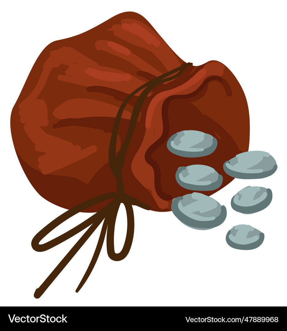 Bag with thread and silver coins money in sack Vector Image