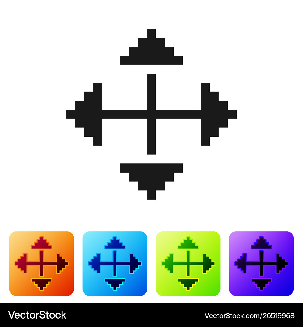 Black pixel arrows in four directions icon Vector Image