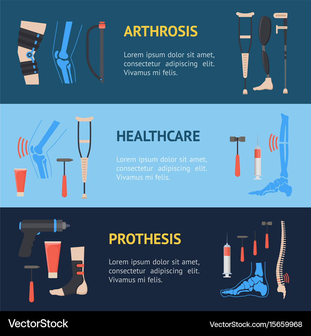 Cartoon orthopedic banner horizontal set Vector Image