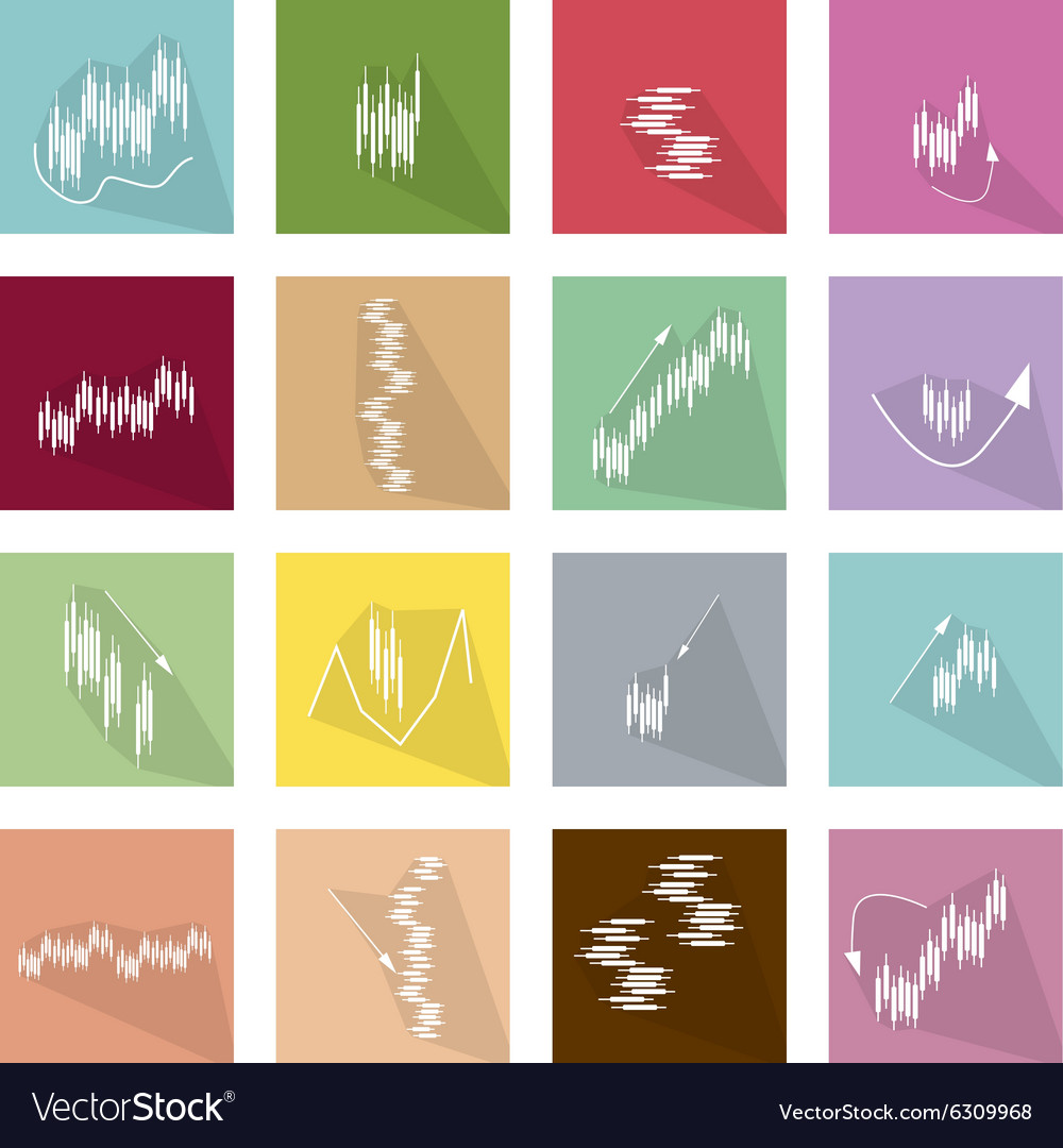 Collection 16 linearregression chart icons Vector Image