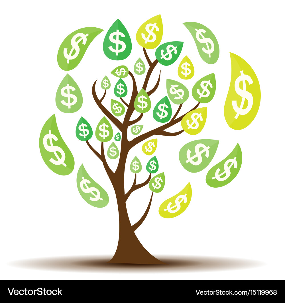 Colored money tree dependence financial growth Vector Image