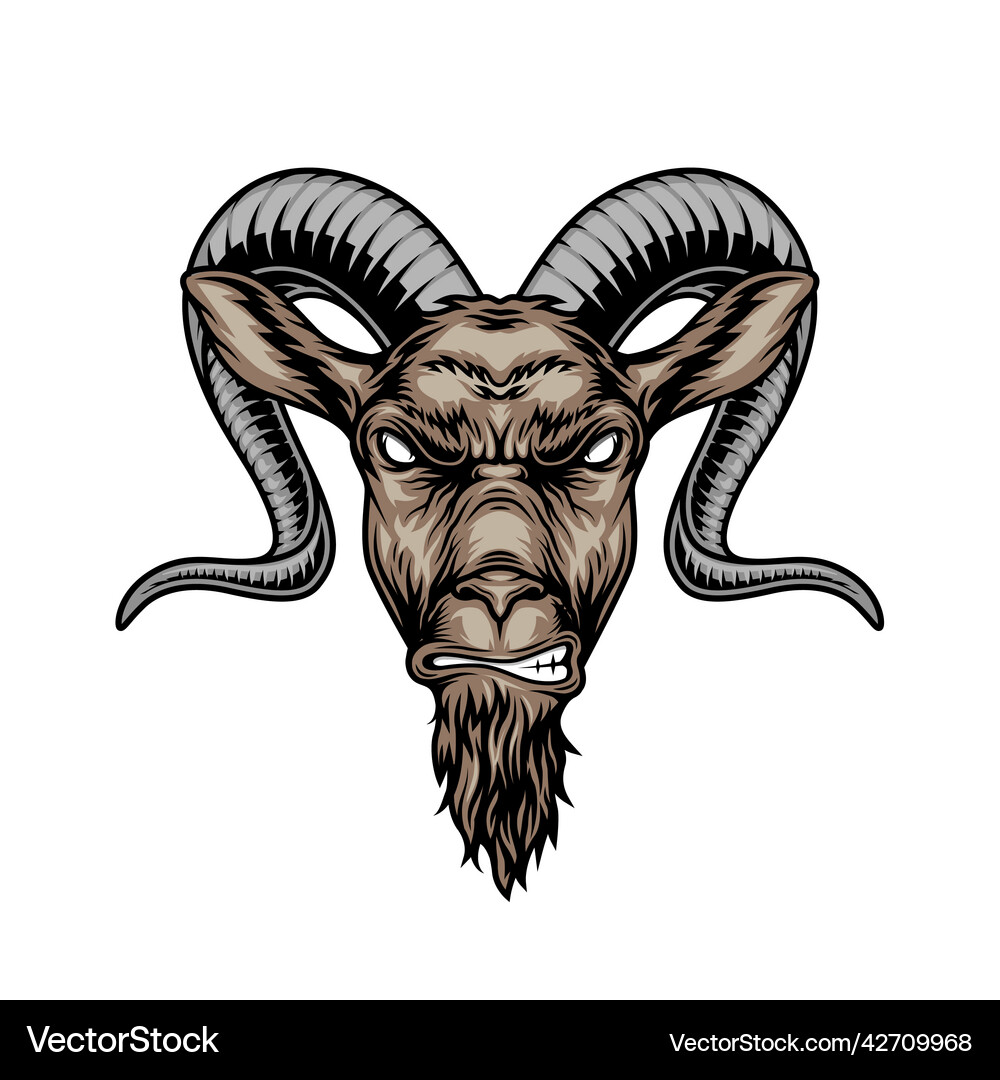 Colorful angry horned goat head Royalty Free Vector Image