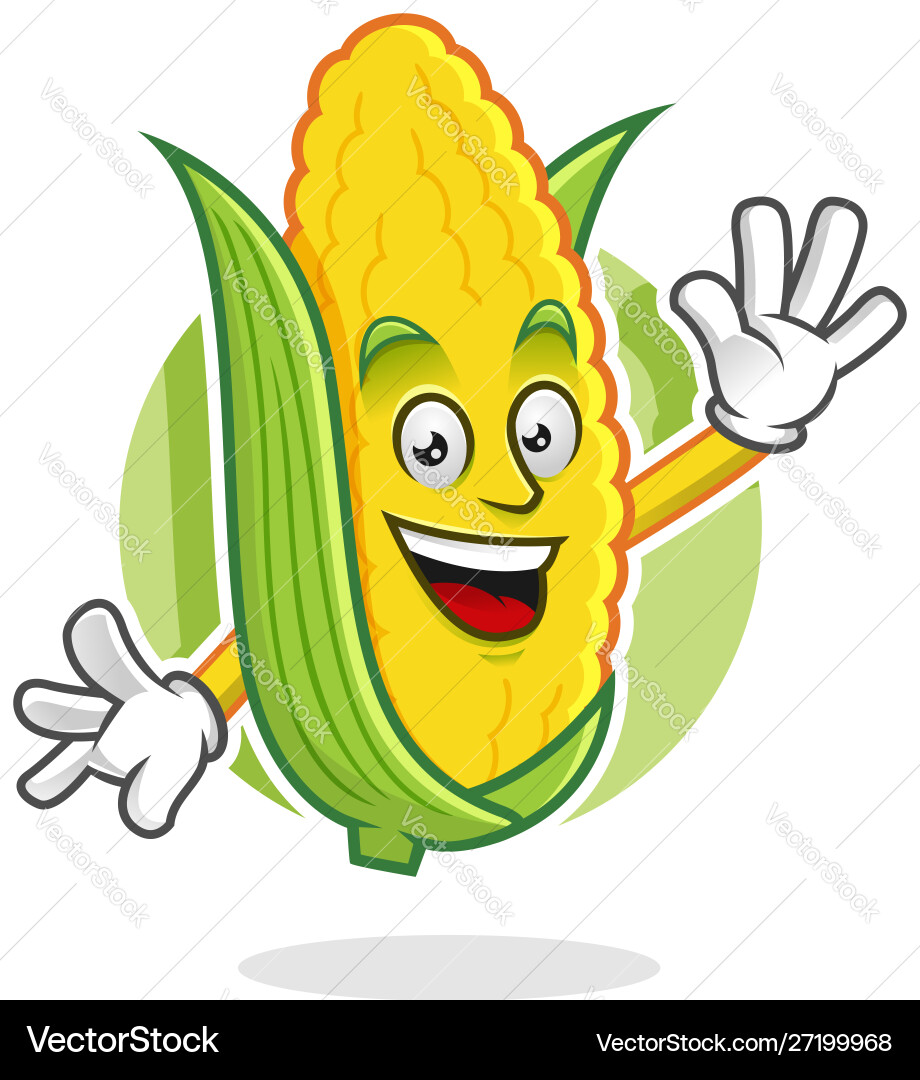 Greeting corn mascot character cartoon Royalty Free Vector