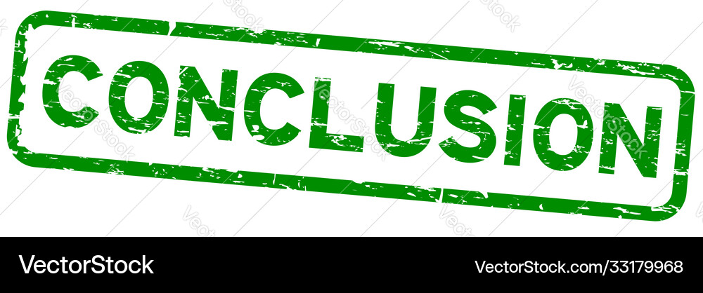 Grunge green conclusion square rubber seal stamp Vector Image