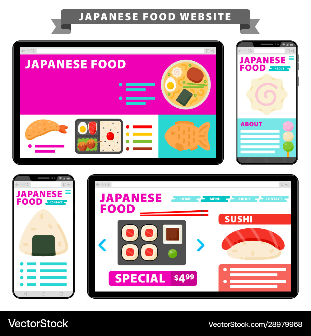 Japanese food website Royalty Free Vector Image