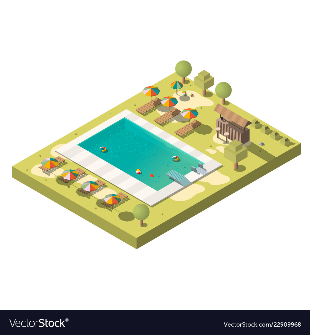 Luxury resort swimming pool isometric Royalty Free Vector