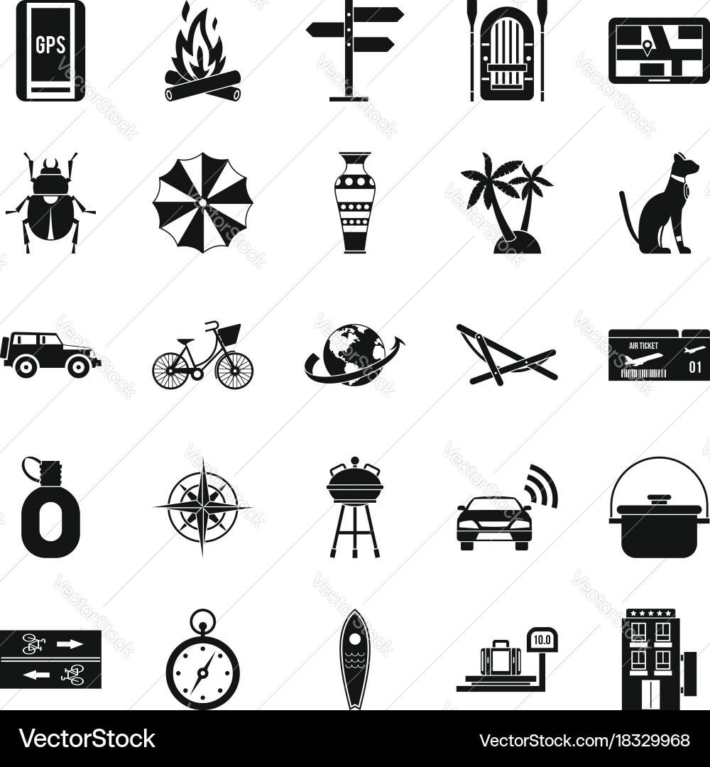 New holiday icons set simple style Royalty Free Vector Image