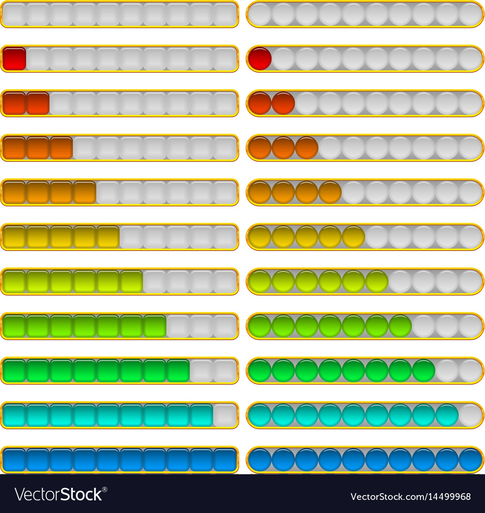 Progress bars set Royalty Free Vector Image - VectorStock