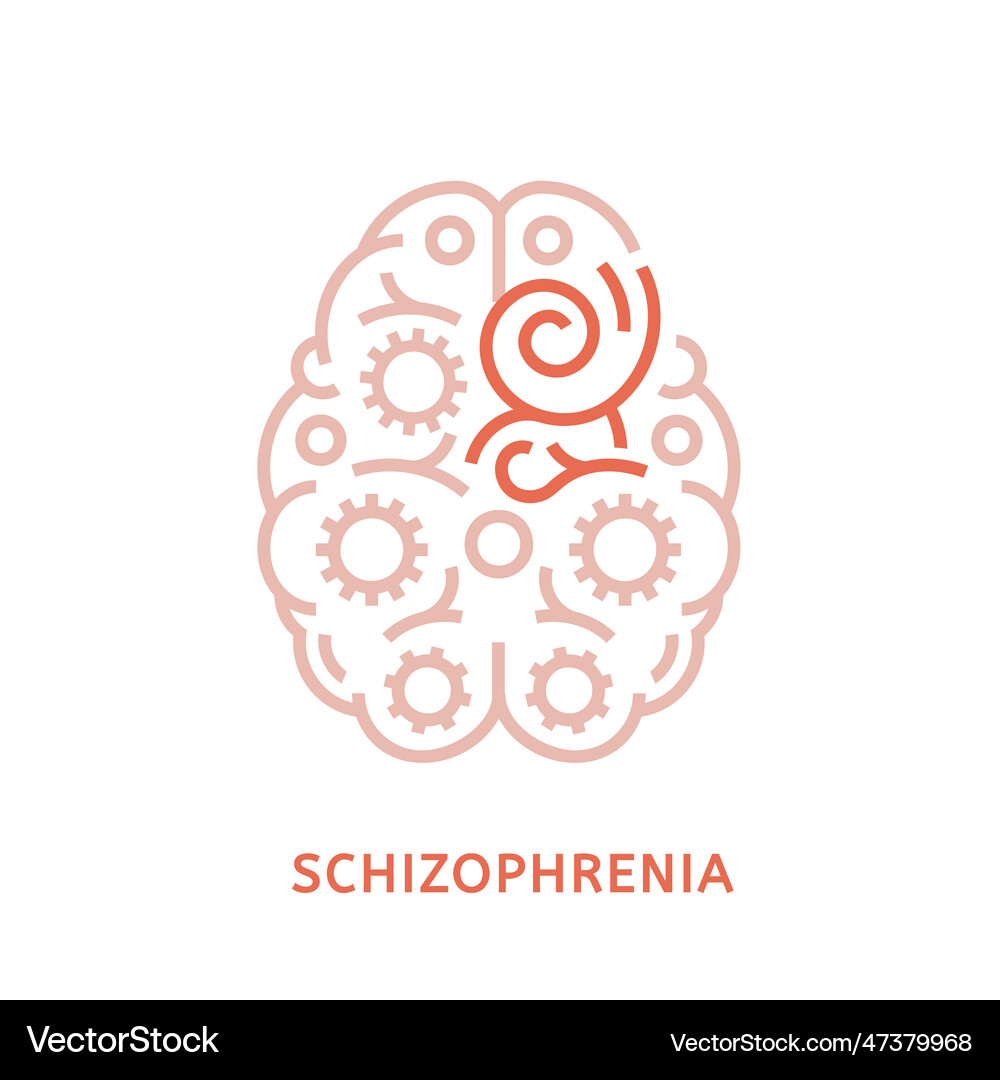 Schizophrenia icon in outline style Royalty Free Vector