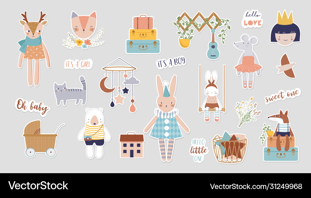 Trendy baand children stickers Royalty Free Vector Image