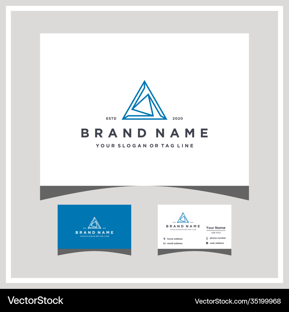 Triangle logo design and business card Royalty Free Vector