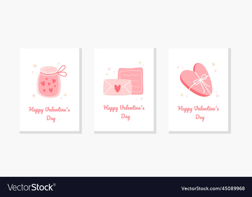 Valentines day concept cute pink posters set Vector Image