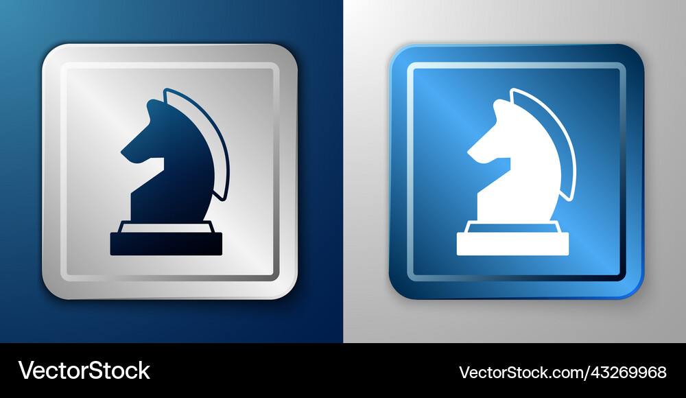 White chess icon isolated on blue and grey Vector Image