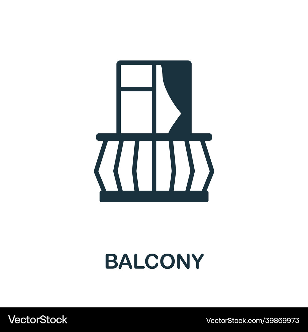 Balcony icon monochrome sign from Royalty Free Vector Image
