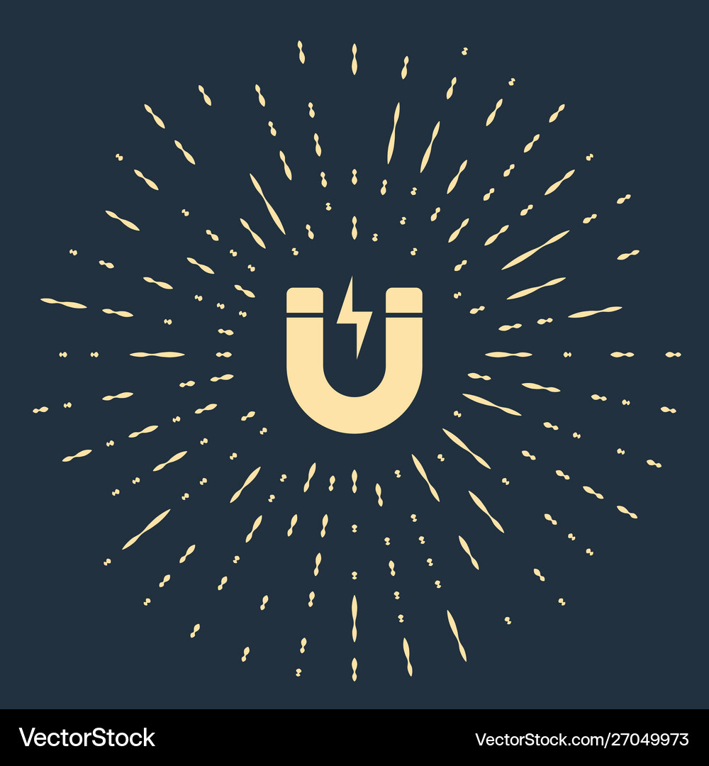 Beige magnet with lightning icon isolated on dark Vector Image