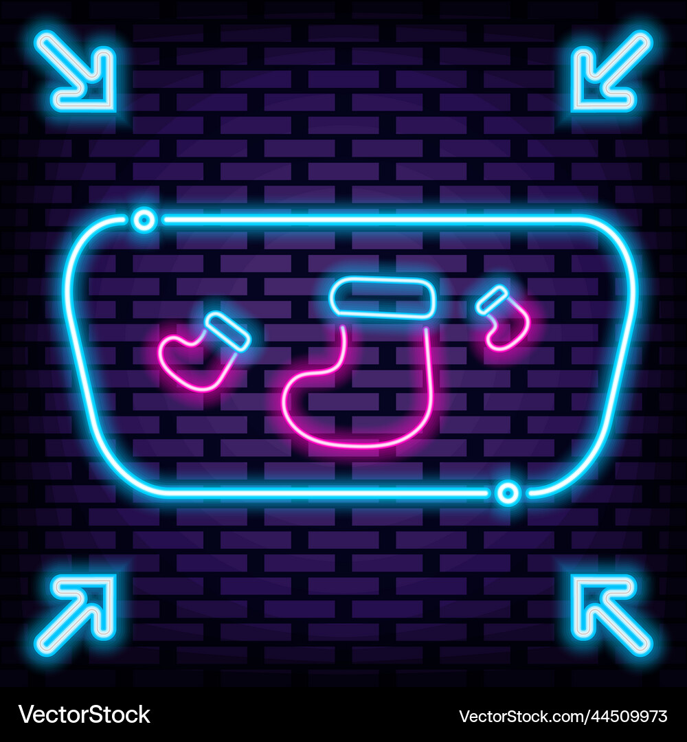 Christmas socks neon sign neon script Royalty Free Vector