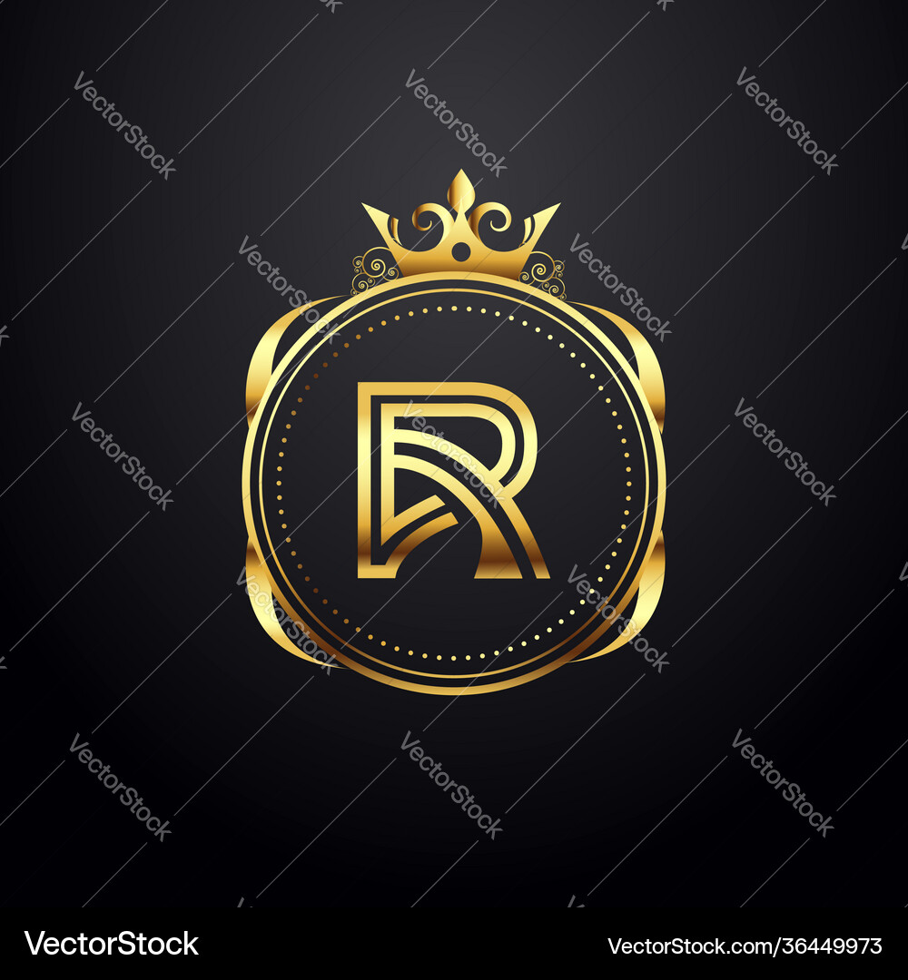 Elegant monogram letter r gold logo Royalty Free Vector