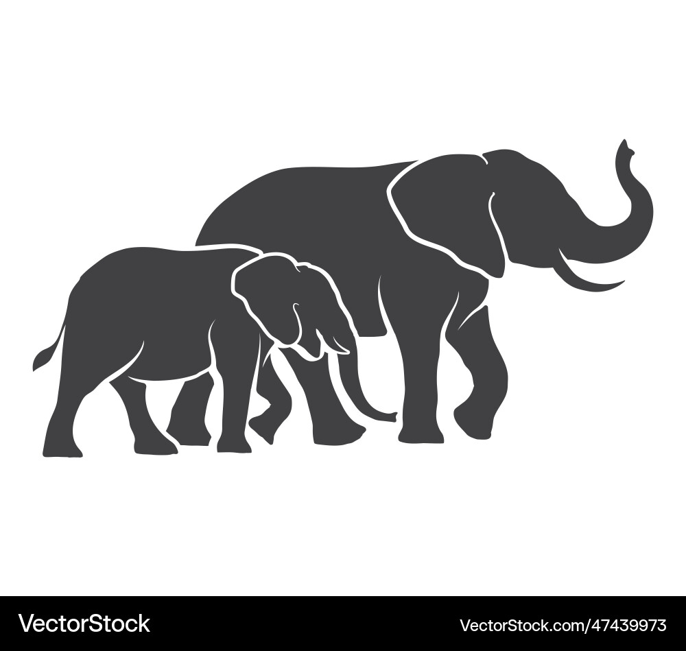 Elephant logo collection with baby Royalty Free Vector Image