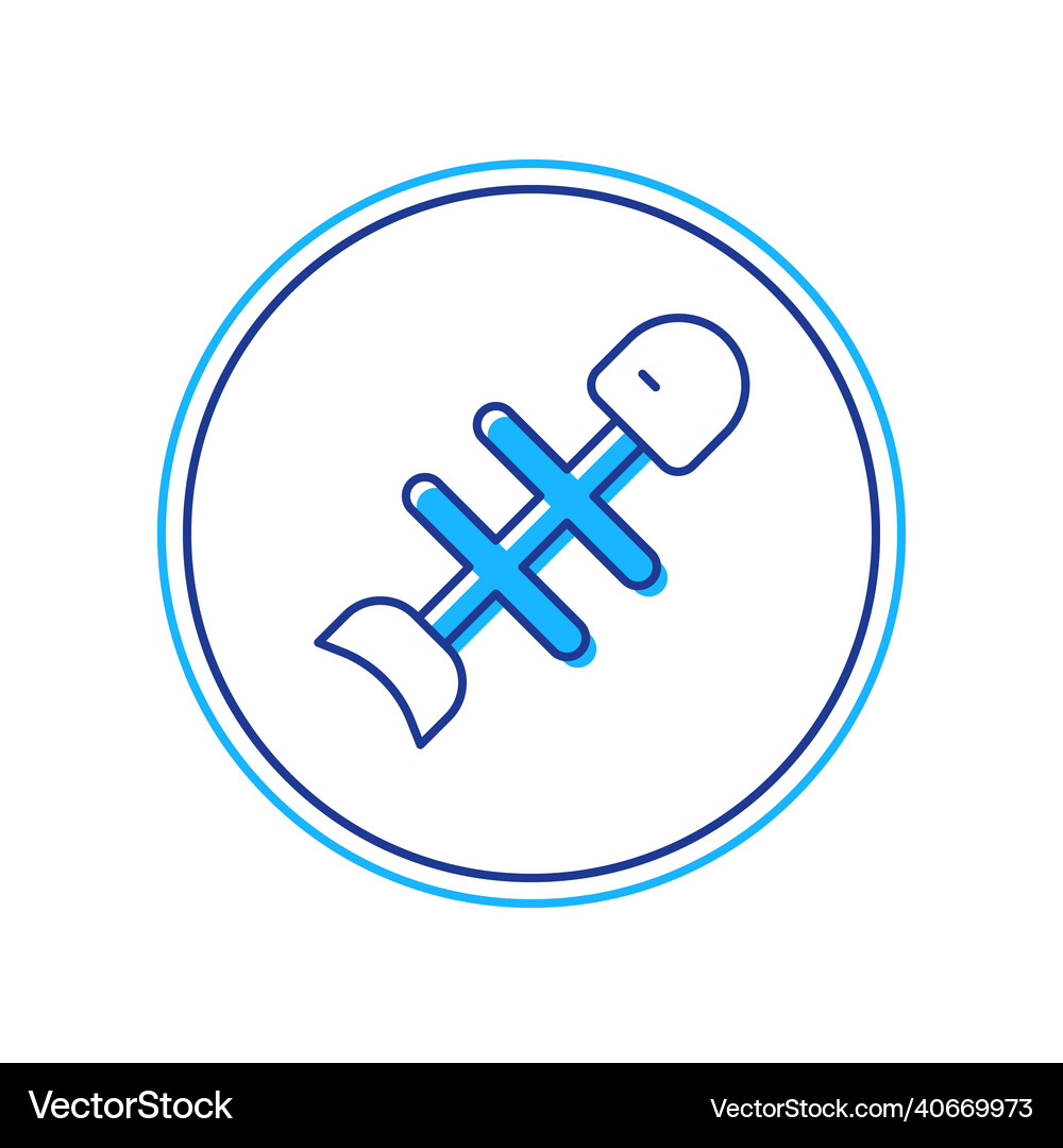 Filled outline dead fish icon isolated on white Vector Image