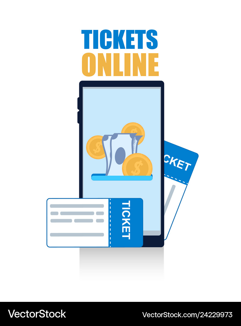 Flat banner tickets online on white background Vector Image