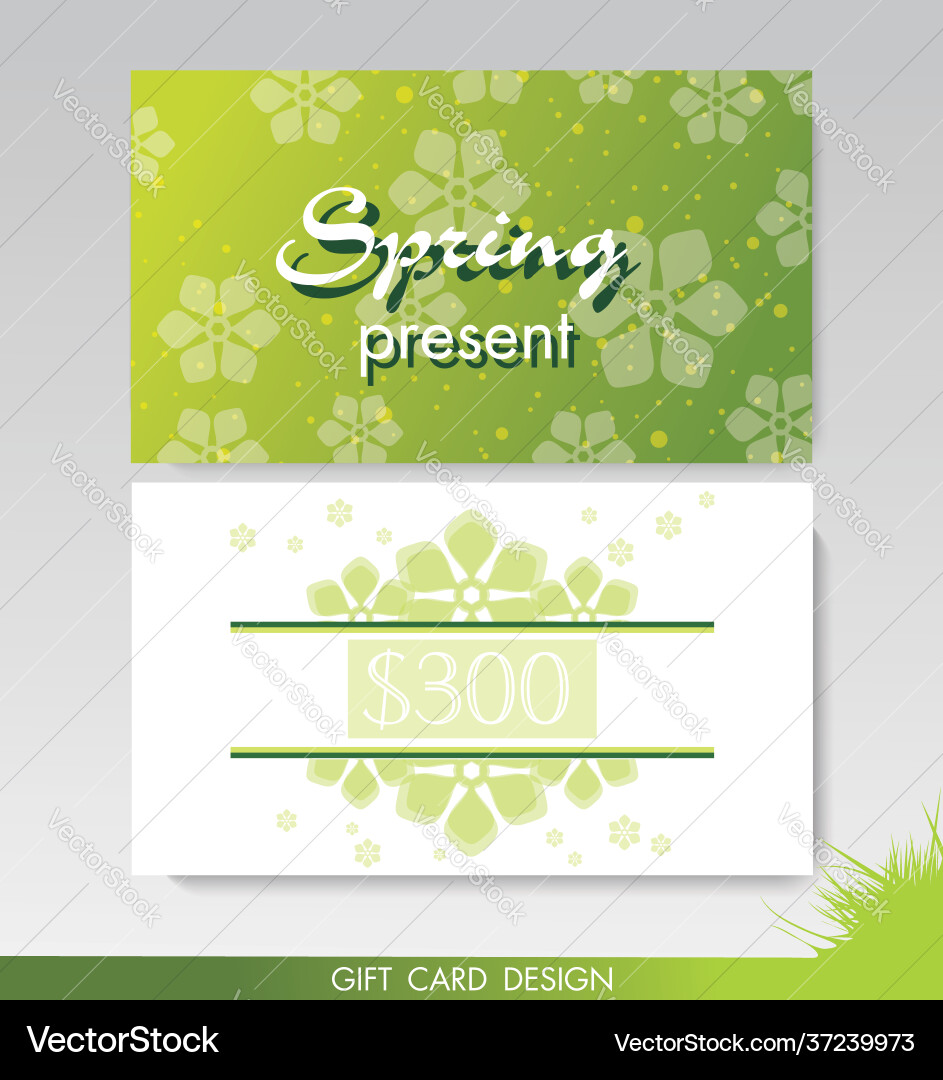 Gift card design template with floral decoration Vector Image