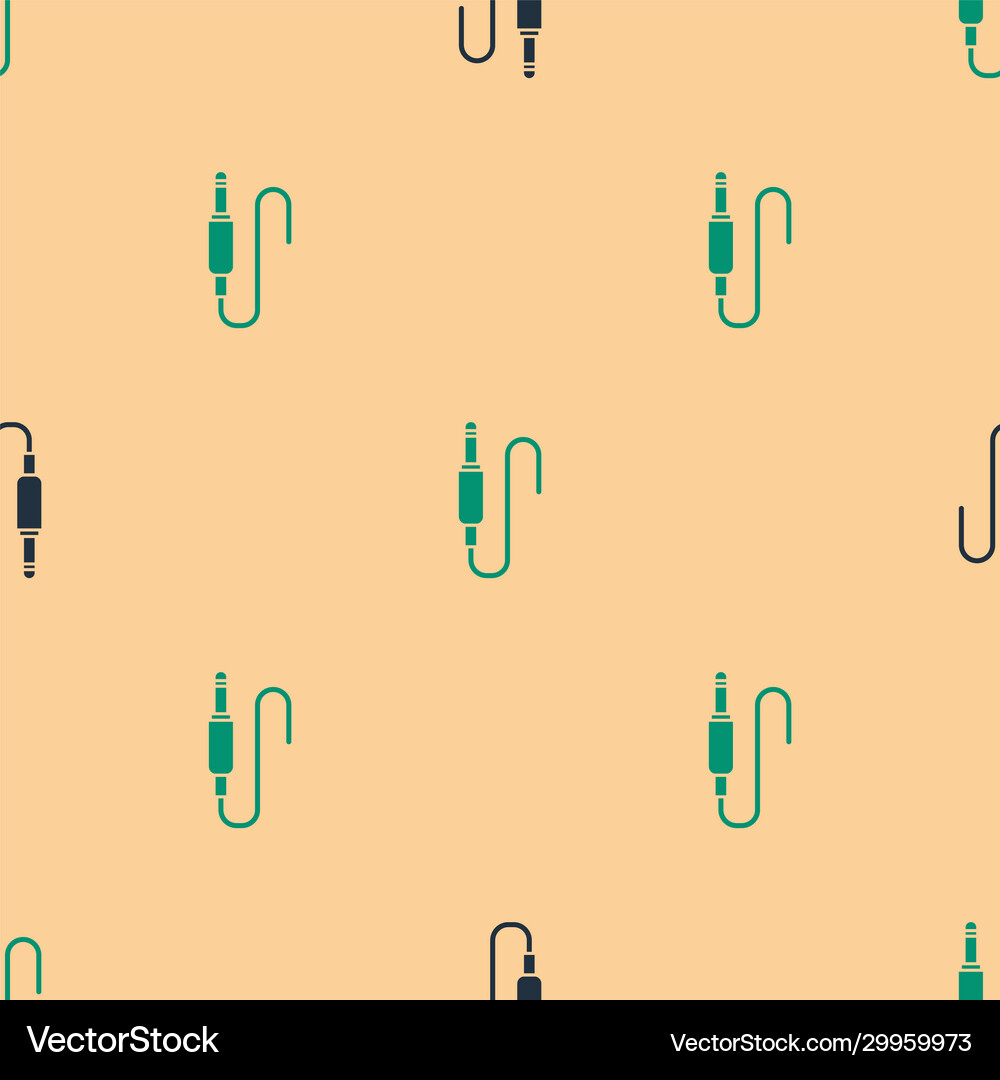 Green and black audio jack icon isolated seamless Vector Image