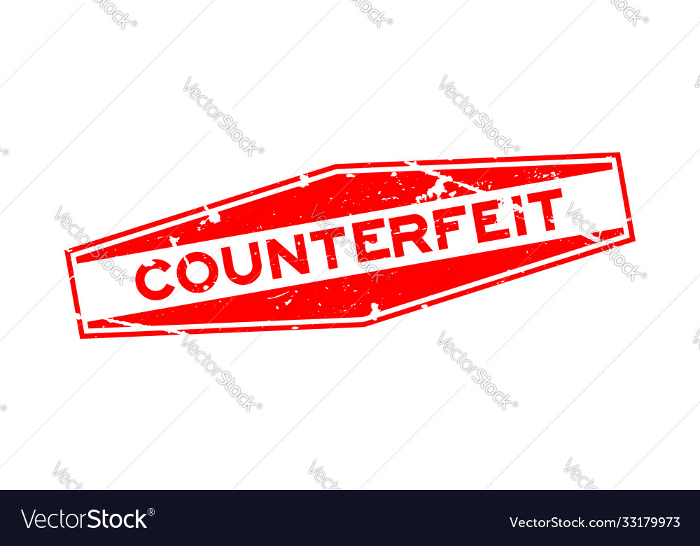 Grunge red counterfeit word hexagon rubber seal Vector Image