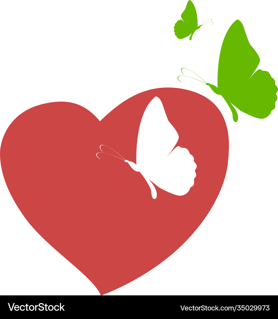 Love hearth care with butterfly logo element Vector Image