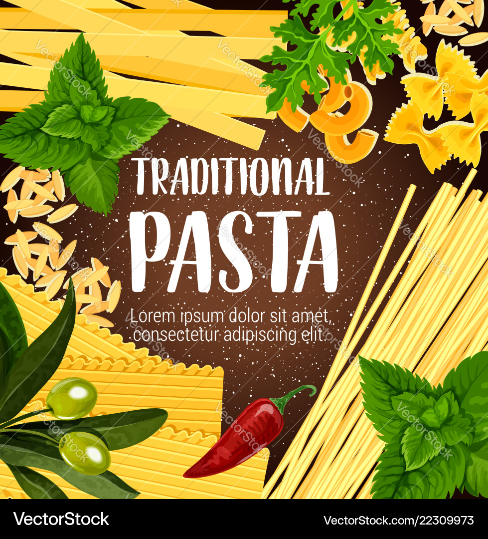 Pasta dish with spice and greenery culinary poster