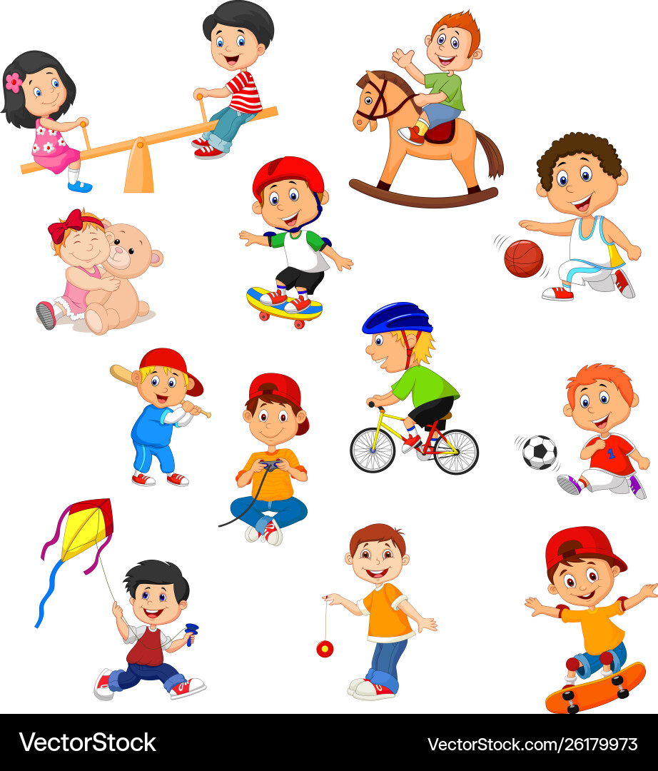 Set kids with different sport activities Vector Image