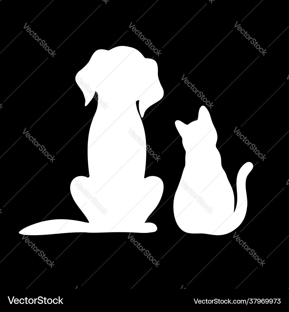 Silhouettes a dog and cat Royalty Free Vector Image