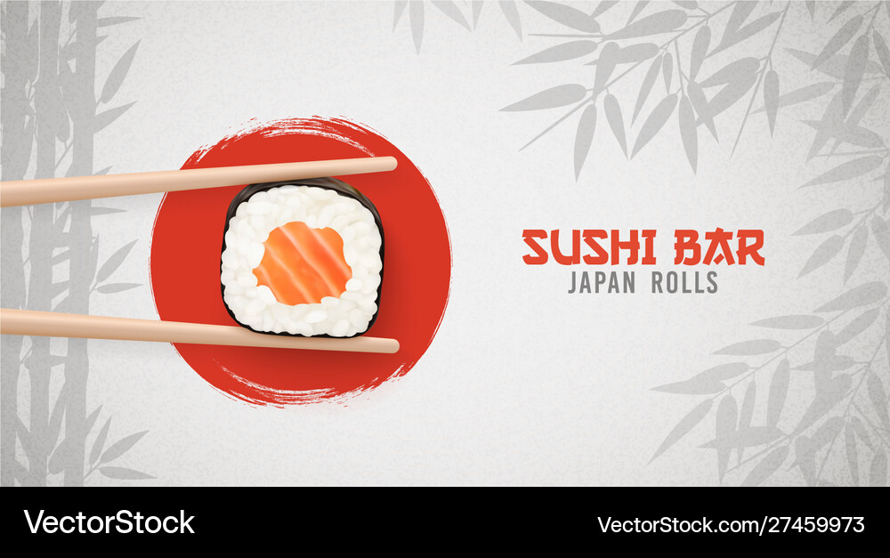 Sushi bar ads and rolls poster horizontal Vector Image