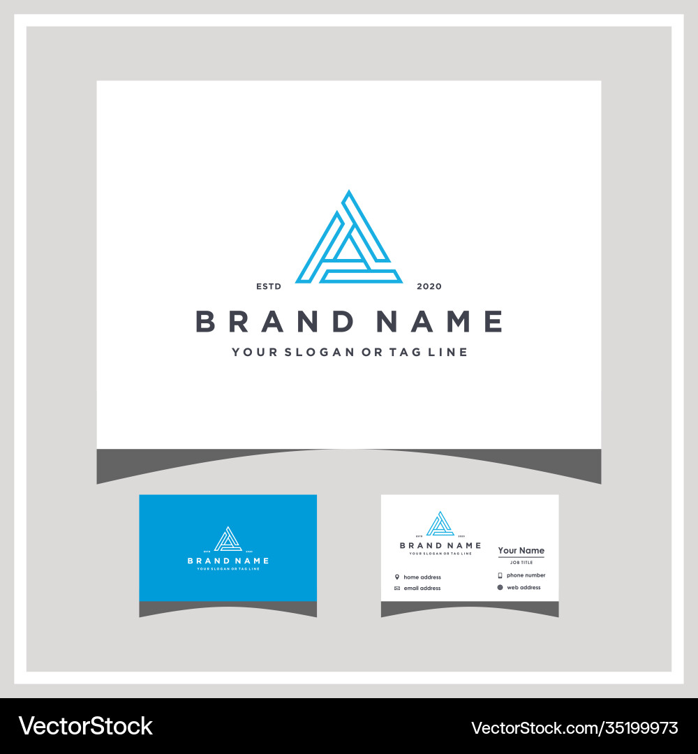 Triangle logo design and business card Royalty Free Vector