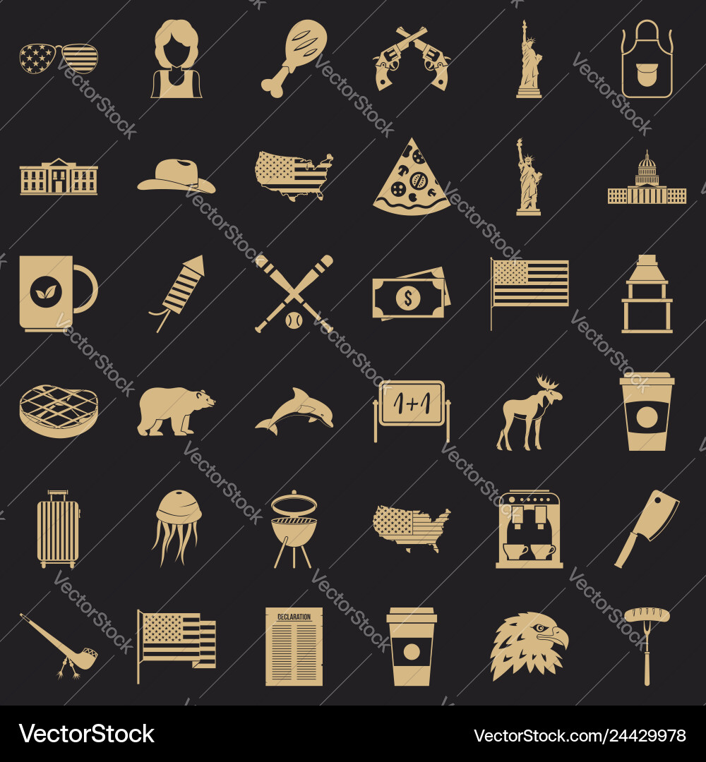 America icons set simple style Royalty Free Vector Image