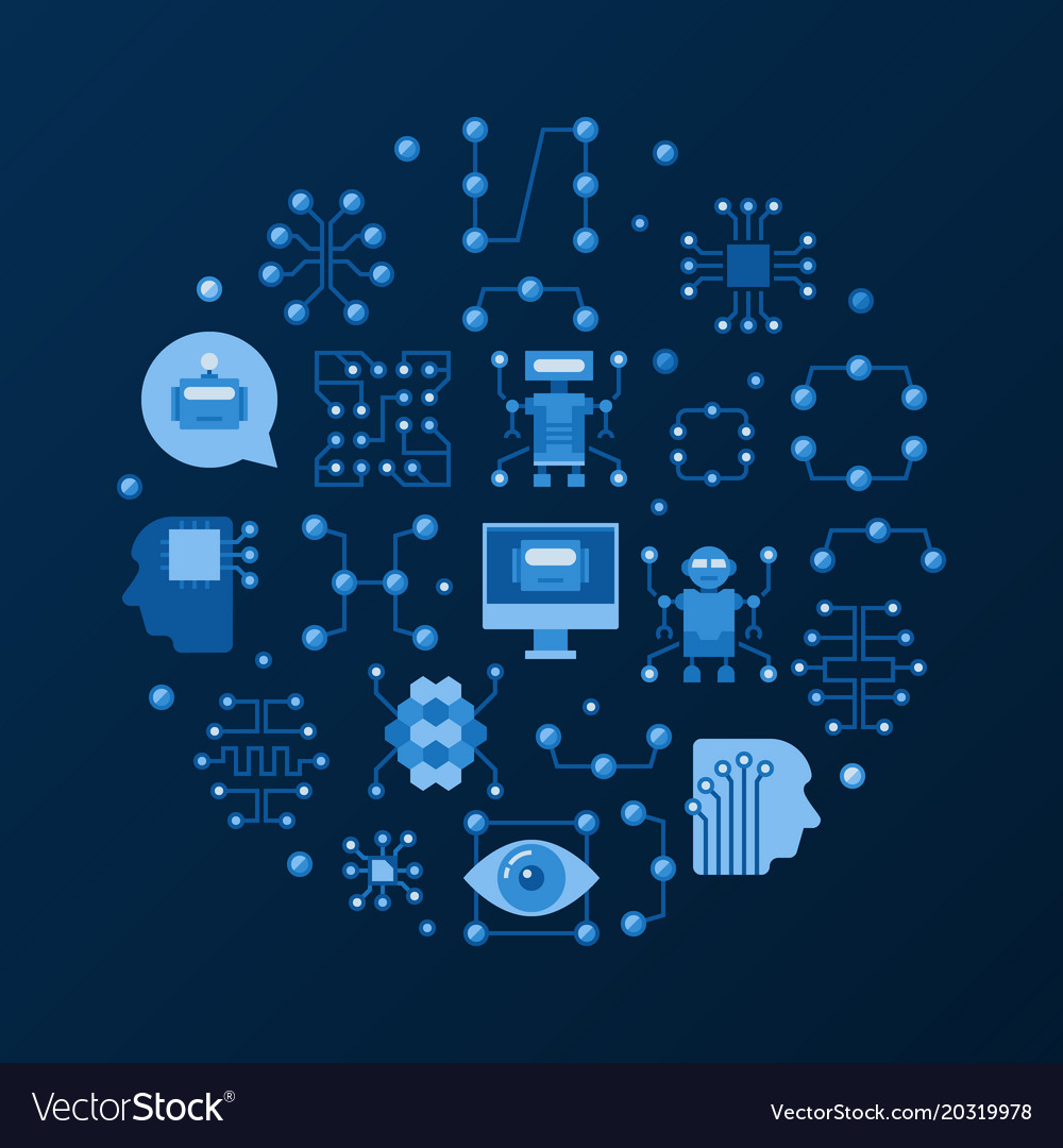 Artificial intelligence round flat Royalty Free Vector Image Artificial intelligence round flat Royalty Free Vector Image