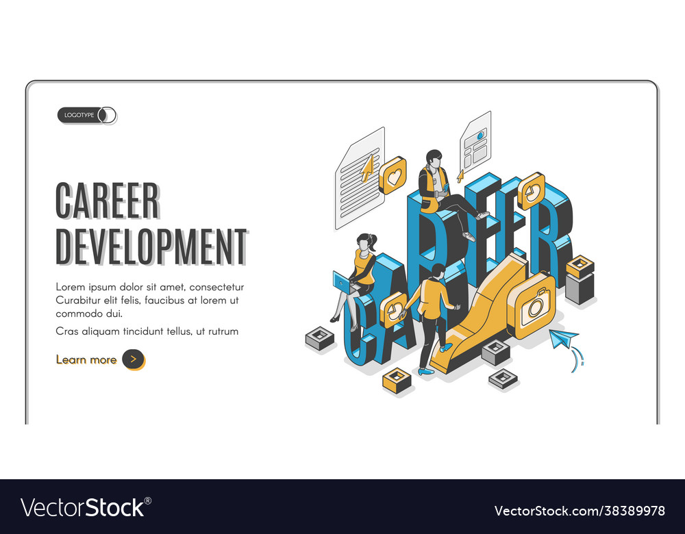 Career development isometric landing page banner Vector Image Career development isometric landing page banner Vector Image