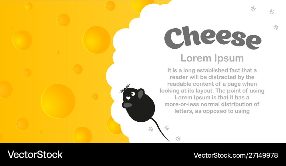 Cheese background with mouse and place for your Vector Image