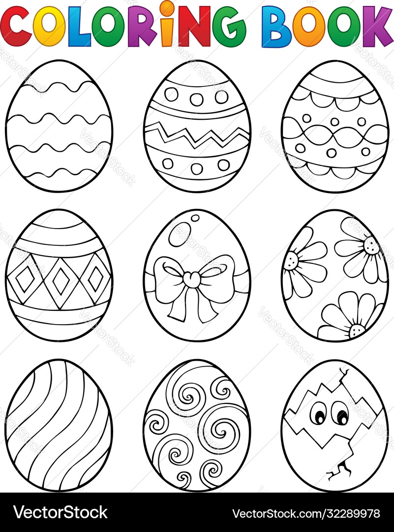 Coloring book easter eggs theme 3 Royalty Free Vector Image