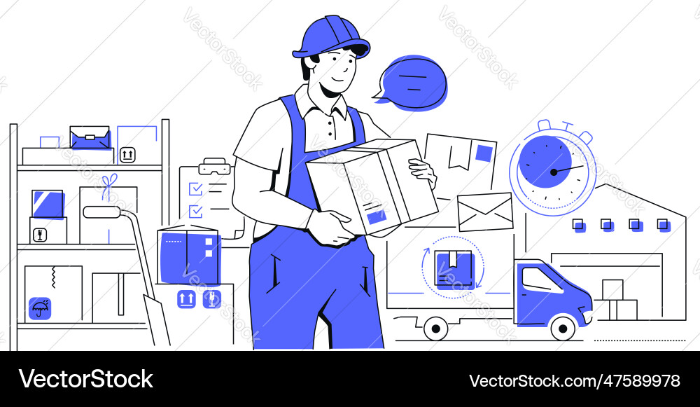 Courier and delivery - modern line design style Vector Image