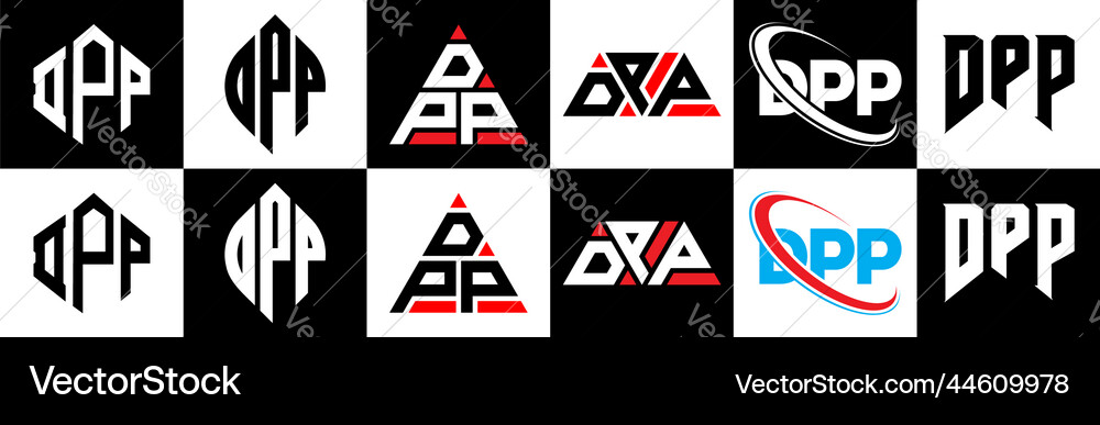 Dpp letter logo design in six style polygon Vector Image