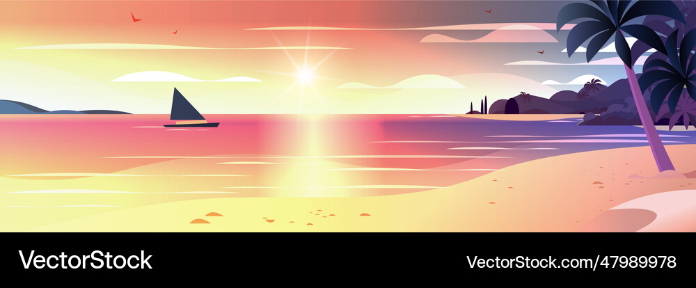 Empty tropical beach seaside view sea vacation Vector Image